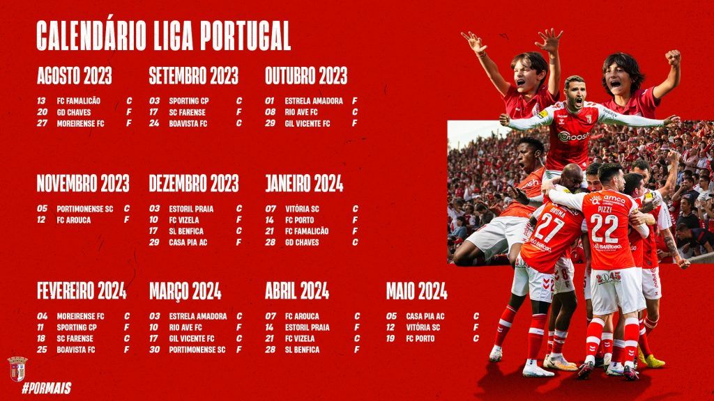 Calendário | Liga Portugal 23/24 - Sporting Clube de Braga
